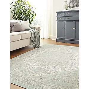 Unique Loom Whitney Collection Traditional Geometric Mint Area Rug (8' 0 x 10' 0)