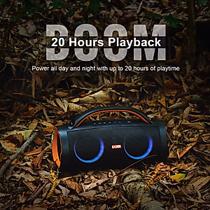 DOSS Extreme Boom+ IPX6 Waterproof Outdoor Speaker with 100W Massive Sound, Extra Bass, 20H Playtime, Built-in Power Bank, Mixed Color Light, Bluetooth Speaker for Camping, Beach, Outdoor