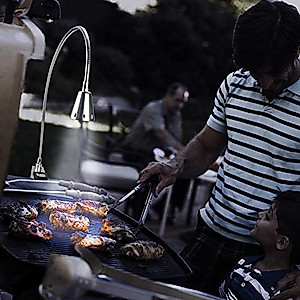 BBQ Grill Light 12 LED Super Bright, Jhua 24 inch Long Flexible Neck Attaches Clip On Outdoor Barbecue Lamp with Magnet, Screw Clamp for Barbecue Grilling, Table or Workbench - Battery Operated