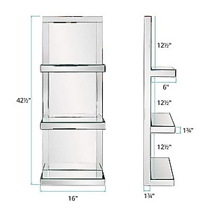 Howard Elliott Mirroed Mirrored Shelf with Three (3) Shelves, Metallic