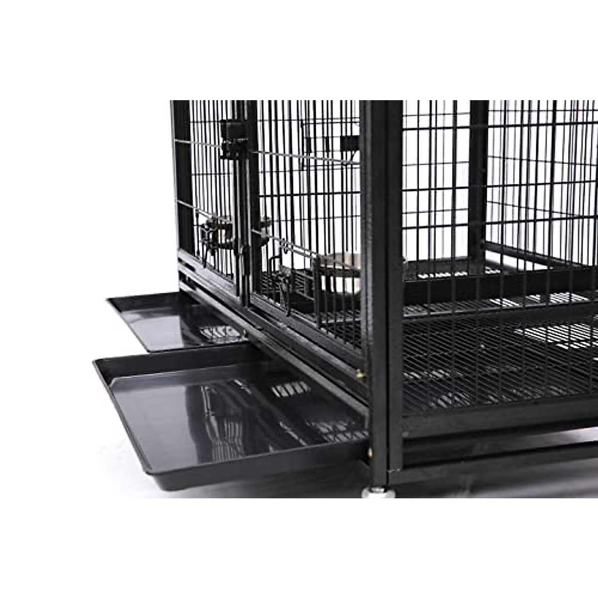 Homey Pet-43 All Metal Open Top Stackable Heavy Duty Cage(Upper) w/Floor Grid, Tray, Divider, and Feeding Bowl