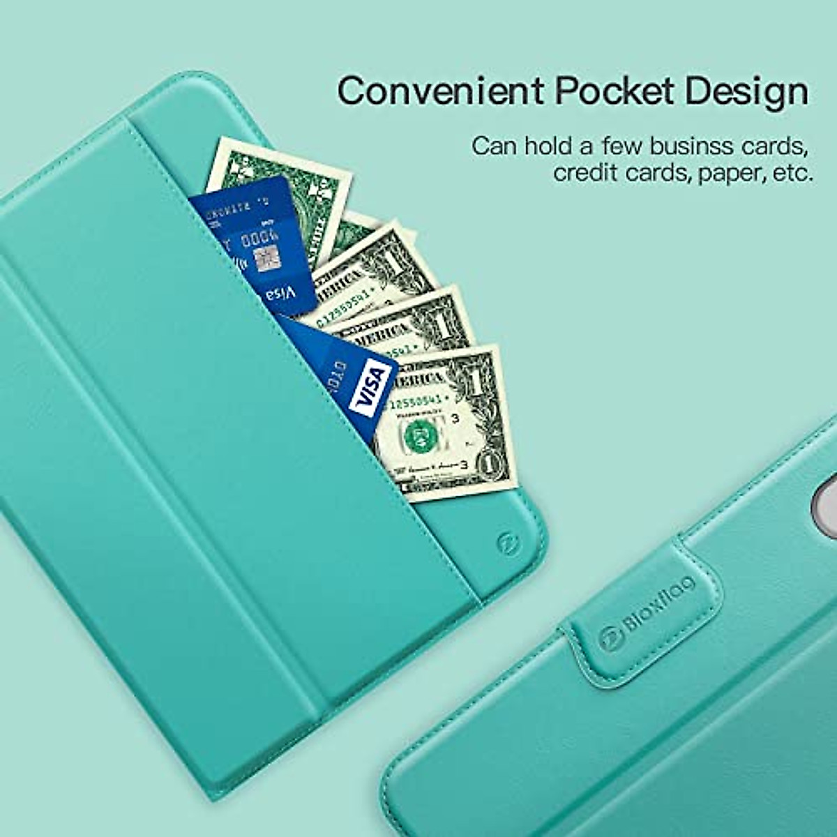 BloxFlag iPad Mini 6 Case 2021 6th Generation 8.3 Inch Smart Folio Stand Protective Cover with Pencil Holder/Pocket/Auto Sleep/Wake Function Vegan Leather Case for iPad Mini 6th Gen (Green)