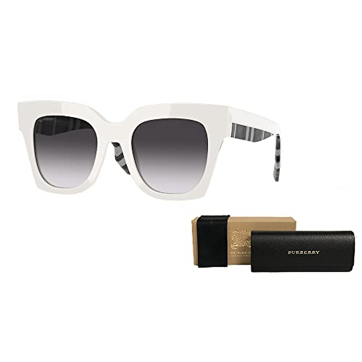 BURBERRY Kitty BE4364 39958G 49MM White/Grey Gradient Square Sunglasses for Women + BUNDLE With Designer iWear Complimentary Eyewear Kit
