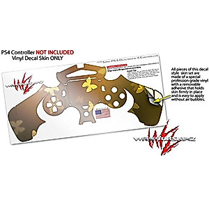 WraptorSkinz Vinyl Decal Skin Compatible with Sony PS4 Controller PlayStation 4 Original Slim and Pro Bokeh Butterflies Yellow (Controller NOT Included)