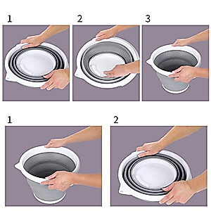 Collapsible Bucket 2.64gallons (10L), Storage Folding Bucket,Fishing Bucket,Outdoor Camping Life Utensils, Onboard Bucket,Heat-Resistant,car wash,Kitchen,Multi-Functional,Convenient (Gray Reinforced)