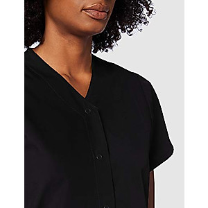 Adar Universal Scrubs for Women - Snap Front Scrub Top - 604 - Black - M