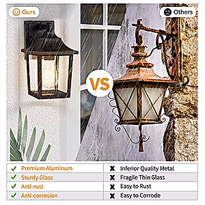 Outdoor Wall Lights, Black Outdoor Light Fixtures Wall Mount Porch Lights, Exterior Light Fixtures Outdoor Sconce with Matte Finish, E26 Base, Anti Rust Modern Wall Lantern for Entryway, Garage, Patio