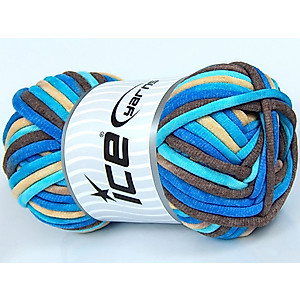 250 gr ICE YARNS Tube Cotton Jumbo Color (40% Cotton) Yarn Blue Shades Brown Shades Cream