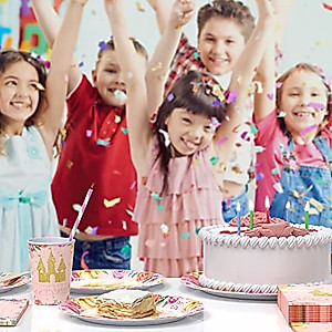 Princess Party Decorations, 145 PCS Princess Birthday Decorations, Princess Birthday Party Supplies Includes Princess Banner Paper Plates and Napkins Cups Balloons