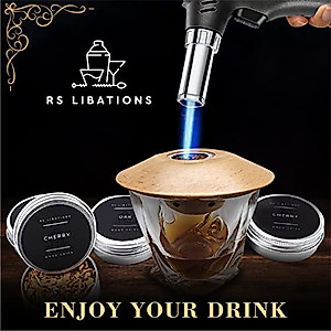Cocktail Smoker Kit with Torch - Wood Chips, Ice Stones & Torch for Smoke Infused Whiskey Making - Gifts for Men Who Have Everything - Bartender Mixology Accessories Gift Set (Butane Not Included)