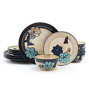 Pfaltzgraff Painted Butterfly 12 Piece Dinnerware Set, Service for 4