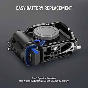 NEEWER ZV-E1 Camera Cage with HDMI Cable Clamp, NATO Rail 3/8" ARRI Locating Holes 1/4" Threads, Arca Type Base, Metal Video Rig Compatible with Sony ZV-E1 Compatible with DJI RS RSC, Black, CA025