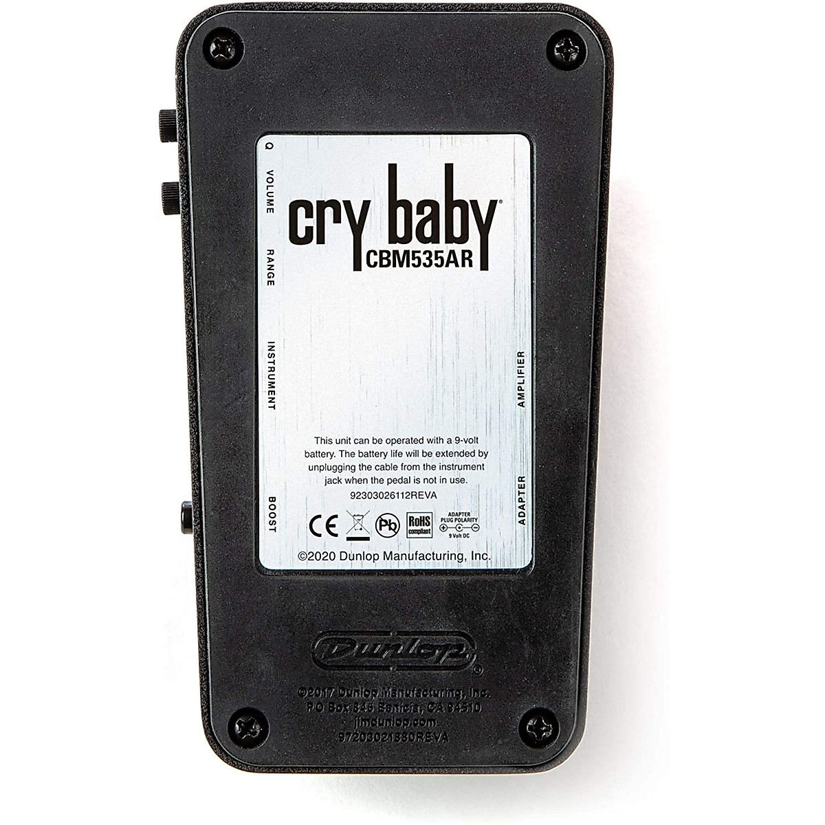 Briskdrop Dunlop CBM535AR Cry Baby Q Mini Auto-Return Wah Pedal Bundle with Dunlop ECB003 Power Supply and Patch Cables,CBM535ARbundle