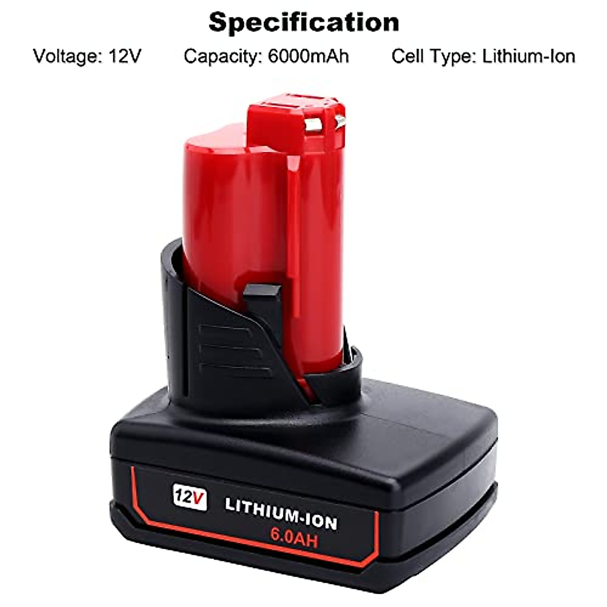 Yongcell 2-Pack 12V 6.0Ah M12 Battery Replacement for Milwaukee 12-Volt M12 Lithium XC 6.0Ah Extended Capacity Cordless Power Tools Battery 48-11-2460 48-11-2440 48-11-2402 48-11-2411