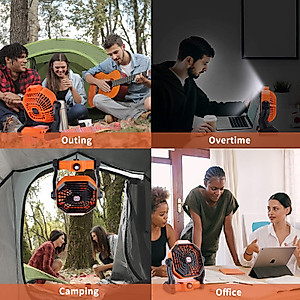 Outdoor Camping Fan with LED Lantern and Hook, Small Personal USB Desk Fan Portable Rechargeable Battery Operated Fan,Fan for Tent Camping,Cordless Travel Fan Office,Home,Table,Bedroom Traveling