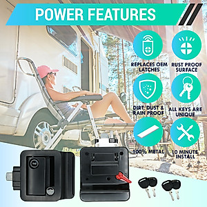 LATCH.IT Black RV Door Lock Replacement | RV Door Locks | RV Door Handle w/ 4 Keys | Camper Door Lock | Trailer Door Lock | Camper Lock Replacement | Camper Door Latch only Fits 2.75"x3.75" Lock Hole