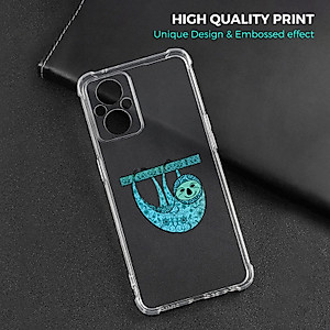 Glisten - OnePlus Nord N20 Case, OnePlus N20 5G Case - Teal Floral Sloth Design Printed Slim Fit Clear Transparent Soft TPU Shockproof Designer Back Case/Cover for OnePlus Nord N20.