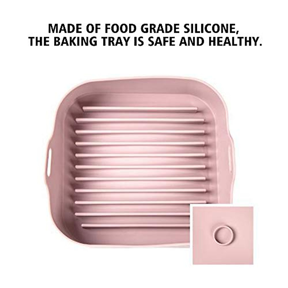 EMVANV Air Fryer Pot, Silicone Square Replacement Basket Grill Pan Baking Microwave Oven Square Tray Air Fryer Oven Accessories