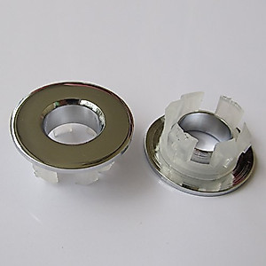 Homdipoo Ceramic Bathroom Vessel Vanity Sink Art Basin Sink Basin Trim Overflow Cover Brass Insert in Hole Round Caps Chrome 2 Pack