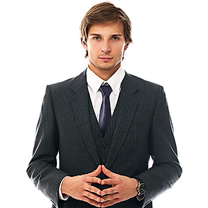 SATINIOR 9 Pieces Men's Slim Tie Skinny Necktie Solid Color Tie Retro Classic 3 Inches Skinny Ties, Multicoloured, One Size