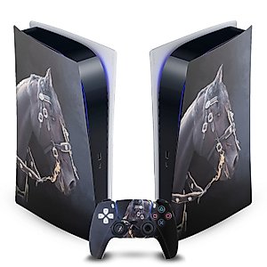 Friesian Horse Art Mix Matte Vinyl Faceplate Sticker Gaming Skin Case Cover Compatible with Sony Playstation 5 PS5 Digital Edition Console and DualSense Controller