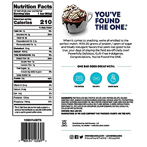 ONE Protein Bars, Marshmallow Hot Cocoa, Gluten Free Protein Bars with 20g Protein and only 1g Sugar, Guilt-Free Snacking for High Protein Diets, 2.12 oz (12 Count)