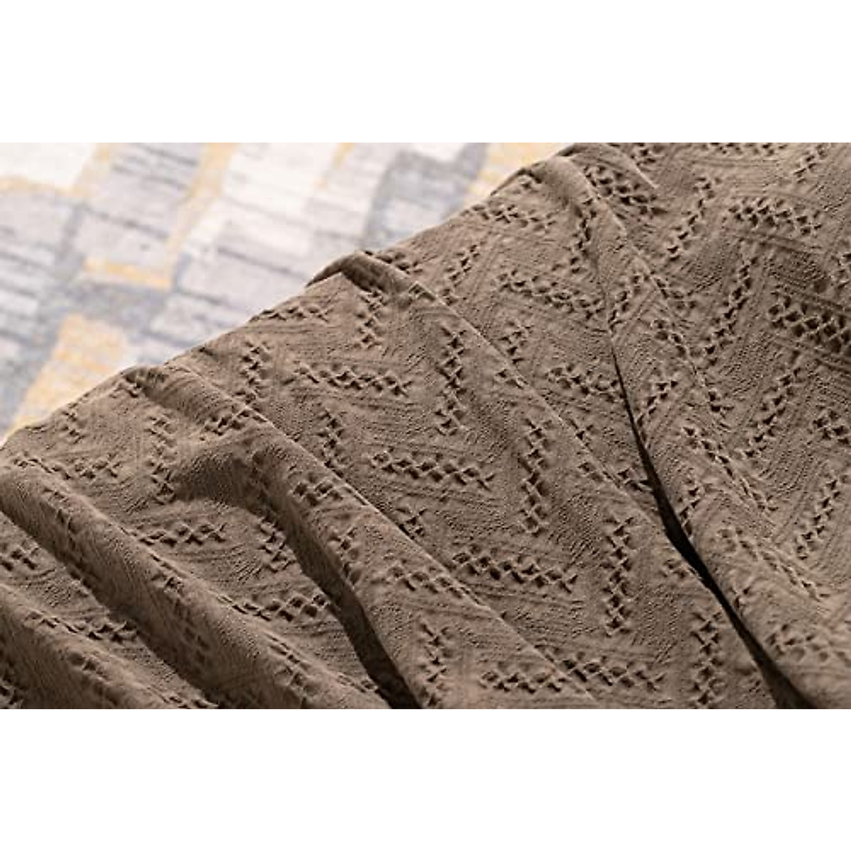 KASENTEX 100% Cotton Throw Blanket Soft Knitted(Brown, 60x50)