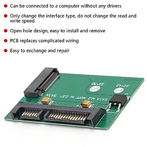 GOWENIC Adapter Card, M.2 NGFF SSD to 2.5In SATA3 Board SSD Converter Computer Hard Drive Accessories, Open Hole Design, Easy to Install and Remove, Green PCB, for PC