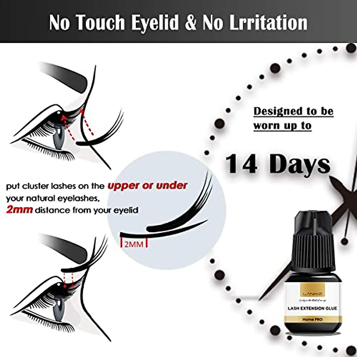 Home PRO DIY Lash Extension Kit for Home Use - LANKIZ Luxury Eyelash Extensions System for Self Application - Pack of Individual Sensitive Eyelash Extension Glue, Lash Tweezer & Shampoo