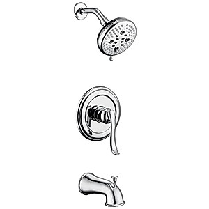 Shower System with Tub Spout, Bathroom Rain Mixer Shower Combo Set, Single Handle Shower Faucet with Valve, Chrome