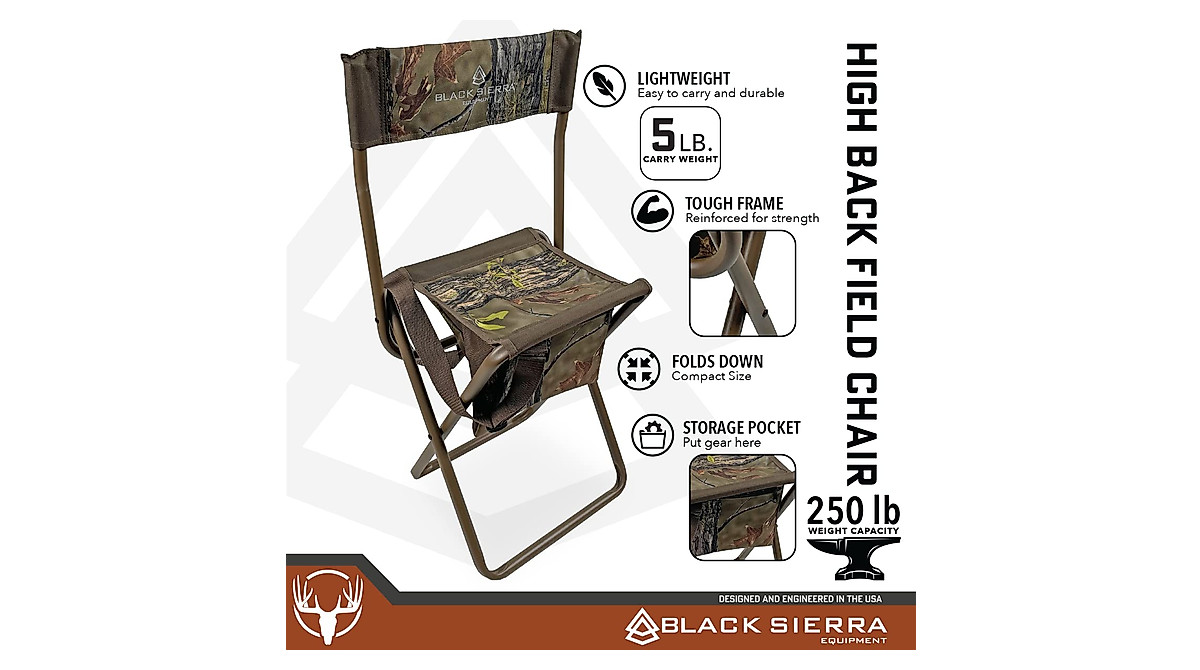 Black Sierra Folding Hunting Stool with Carry Strap | Lightweight ...