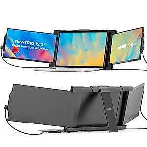 Trio Portable Monitor for Laptop, Mobile 13.3 Dual & Triple Screen 1080P IPS Display Laptop Monitor, USB A/Type-C, On-The-Go for Mac, PC,Linux, Chromebook 13-17 Laptops (1pc *12.5" Monitor)
