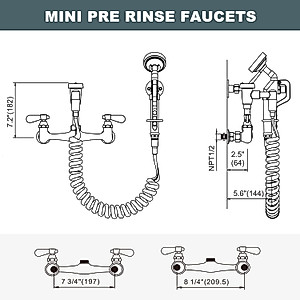 IVIGA Pet Grooming Faucet, Wall Mount 8" Centers Mixing Faucet, Brass Pet Grooming Unit with Aluminum Spray Valve, Coiled Hose, Vacuum Breaker, Lever Handles for Shower Bathroom Garden Outdoors Sink