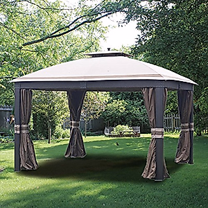 Garden Winds Replacement Canopy for The Allen Roth Wicker Gazebo - Standard 350 - Beige