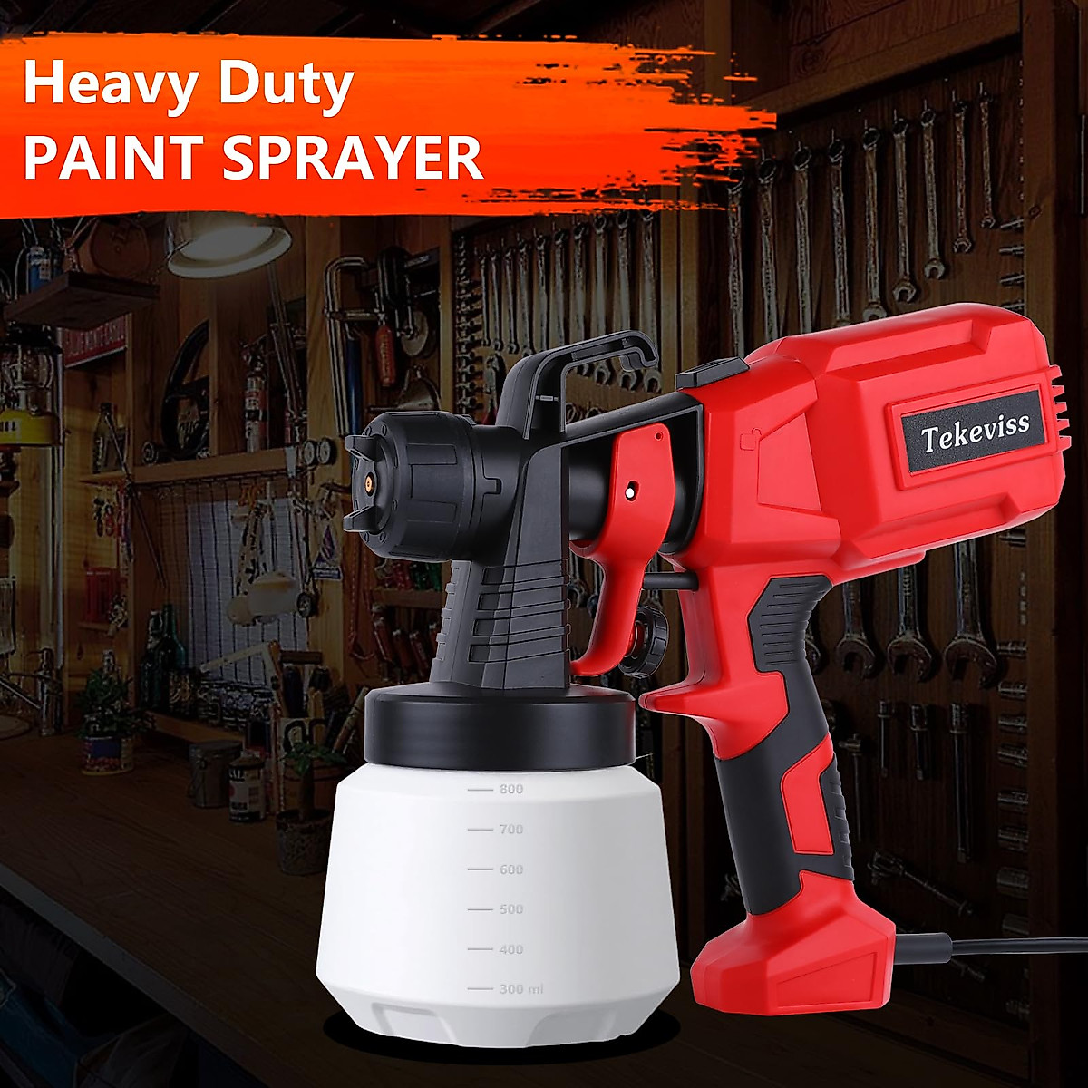 Paint Sprayer 800W high-Power,HVLP Sprayer,800ML Container,Easy to Clean, Suitable for Furniture, Outdoor, Indoor, Railing, etc