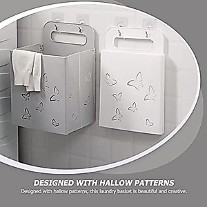 Zerodeko Plastic Laundry Baskets Laundry Basket Foldable Clothes Storage Basket Laundry Cloth Hamper Sorter Wall Hanging Plastic Laundry Baskets for Home Bedroom White