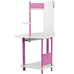 Flash Furniture Walker Pink Corner Computer Desk with Hutch