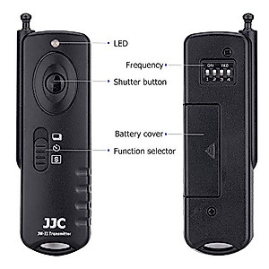 JJC Radio Wireless Remote Control Shutter Release for Nikon Z5 Z6 Z7 Z6II Z7II D750 D780 D7500 D7200 D5300 D5600 D5500 D3300 D3200 D610 D600 Df D7100 D7000 D5200 D5100 D5000 P1000 & More Nikon Camera