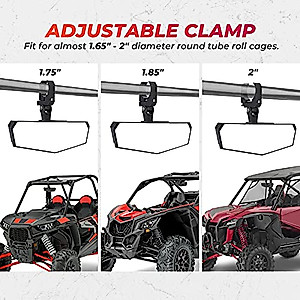 KEMIMOTO UTV Rear View Mirror, SXS UTV Mirror Clear View with 1.5-2 inch 360° Adjustable Low Profile Aluminum Clamp Compatible with Polaris RZR/Pioneer/Talon/Kawasaki KRX/Mule/Can Am X3/ CFMOTO