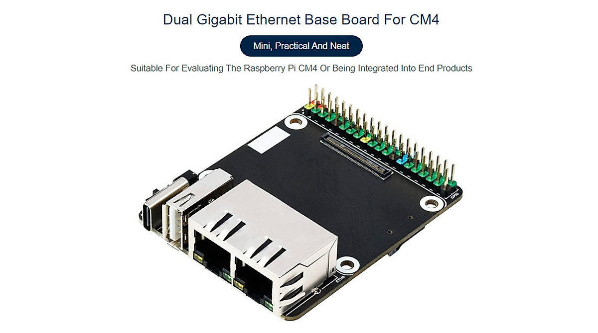 Raspberry Pi Dual Gigabit Ethernet Base Board