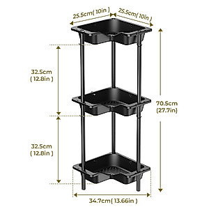 Nieifi Standing Shower Caddy, 3 Tier Floor Corner Shower Shelves for Bathroom Shampoo Organizer