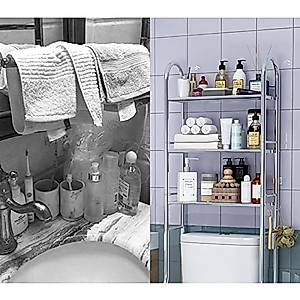3-Tier Stainless Steel Bathroom Space Saver Storage Shelf, Shelving Unit Over Washing Machine, Laundry Room Organizer Over The Washer Dryer Toilet
