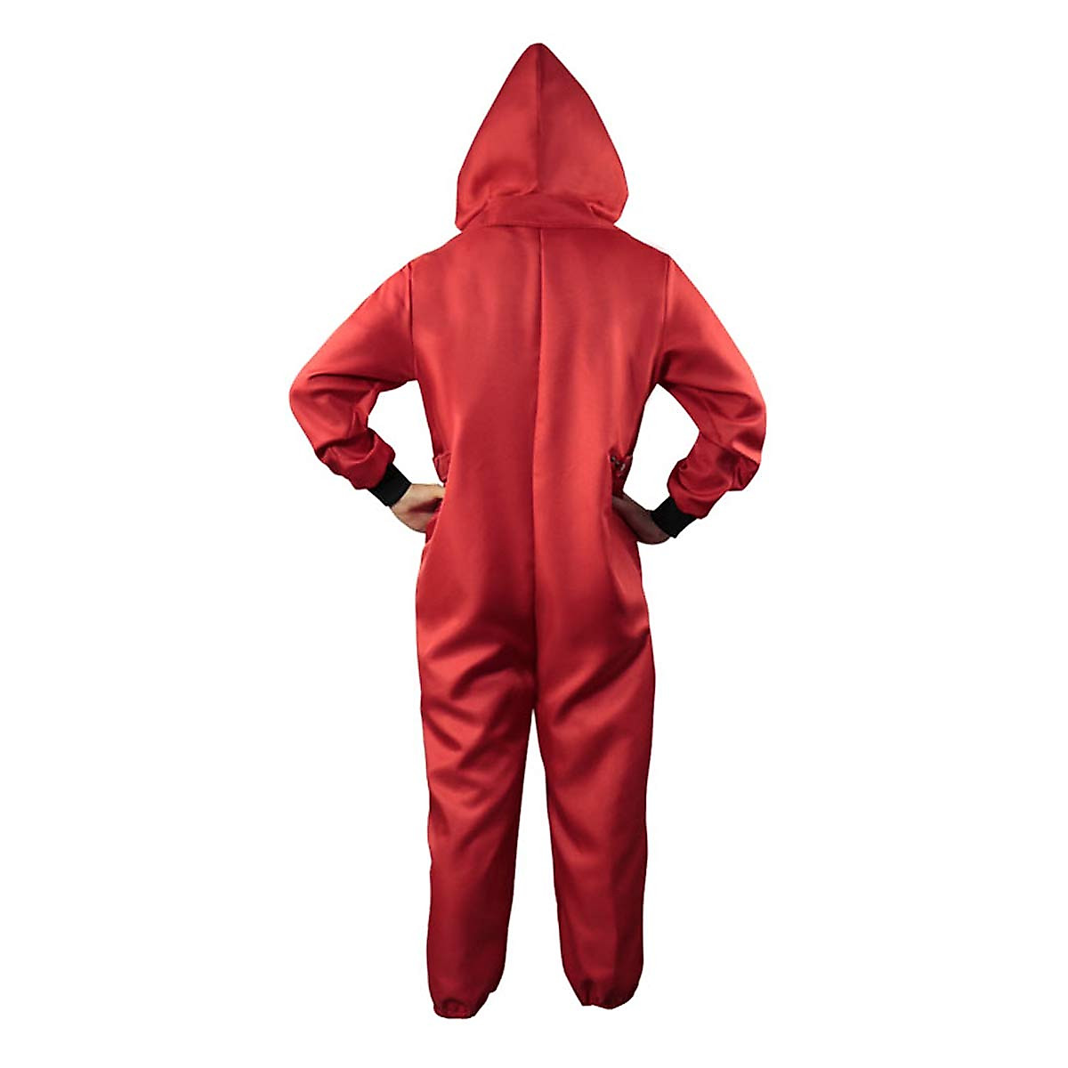 Yan Dream Group Couple Costume Red Coverall Jumpsuits Carnival Hoodie Party Outwear with Latex Mask