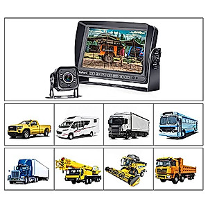 Rohent RV Backup Camera Wired HD 1080P 7 Inch Monitor DVR Recording Touch Button Split Screen Two Channels Rear View Reverse Cam System Waterproof Infrared for Car Truck Travel Trailer Camper N04