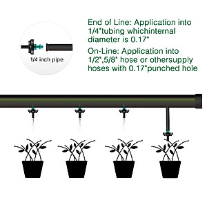 LiquiDrip 2 GPH Irrigation Drippers & Drip Emitters Maintain Constant Flow, 2 GPH Pressure Compensating Drippers, 2 GPH Inline Drippers & Drip Irrigation Emitters, 50 Per Bag, Green/Black