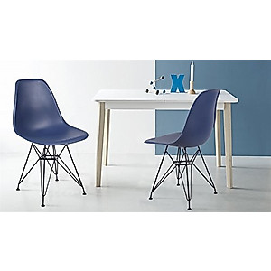 GIA Contemporary Armless Dining Chair, Qty of 1, Blue Seat with Black Metal Legs