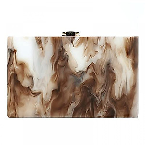 Acrylic Handbags for Women Marbling Box Bag Elegant Party Clutch Crossbody Bag Evening Purses for Lady Prom Banquet Wedding (Brown)
