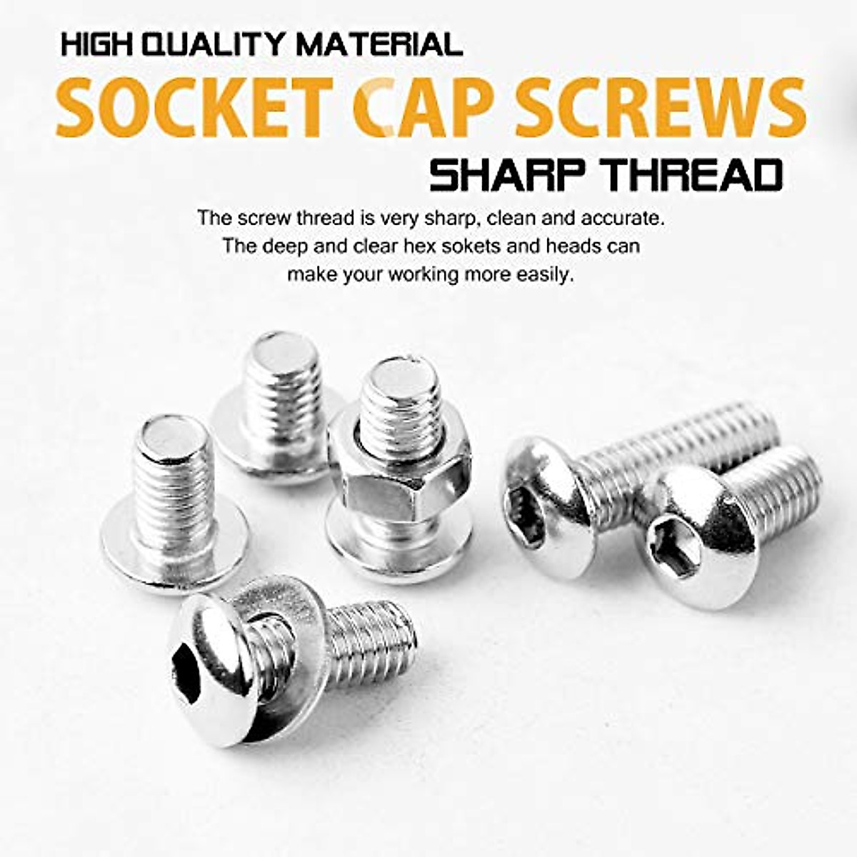 VIGRUE 900Pcs Screws Bolts Nuts Washers Hardware Assortment Kit,Metric M3 M4 M 5 Hex Button Socket Head Cap Screws Nuts Assortment Set Kit