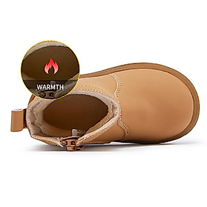 BMCiTYBM Baby Winter Snow Boots Girls Boys High Top Faux Fur First Walking Shoes Camel Size 6-12 Months Infant