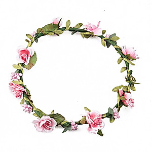Floral Fall BOHO Headband Flower Crown Festival Wedding Beach Hair Wreath F-01 (Purple) (Pink)
